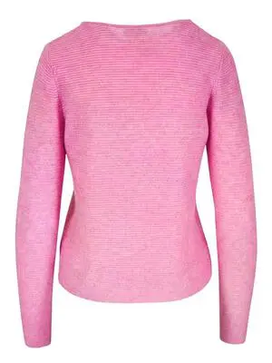 Kinross Cashmere Ribbed Knit Long Sleeve Sweater - Pink