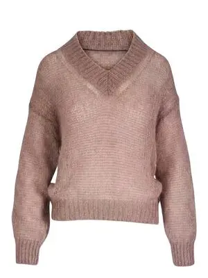 BRUNELLO CUCINELLI Brunello Cucinelli V-Neck Open-Knit Sweater