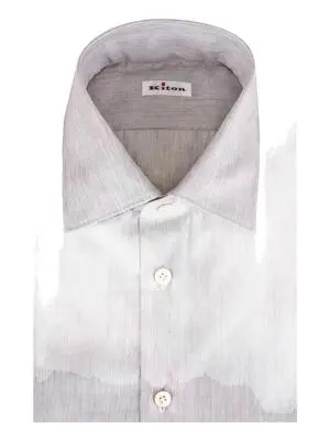 Kiton Herringbone-weave Shirt - Grey