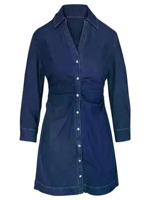 Veronica Beard Ruched Denim Mini Dress - Blue