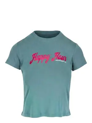 Ag Sadie Slogan Print Cropped T-shirt - Blue