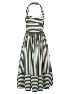 Carolina Herrera Striped Halterneck Maxi Dress - Green