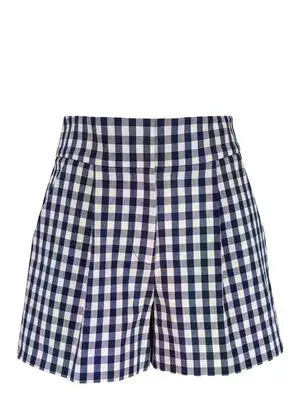 Veronica Beard Veronica Beard Gingham Check Pleated Shorts Blue