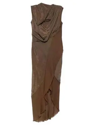 YEHUAFAN Asymmetric Draped Dress - Brown