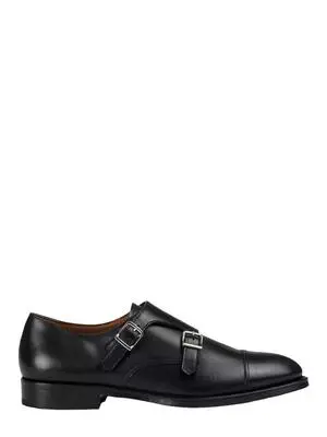 DOUCAL'S Double Buckle Monk Strap Shoes - Black