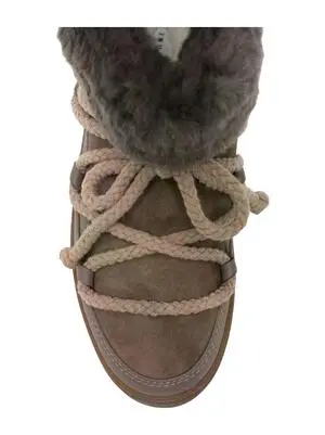 INUIKII Inuikii Lace-Up Suede Boots With Fur Trim