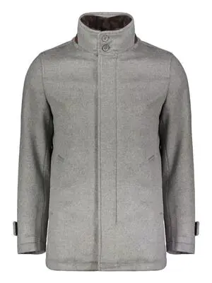 Herno Cashmere High-neck Single-breasted Coat - Grey