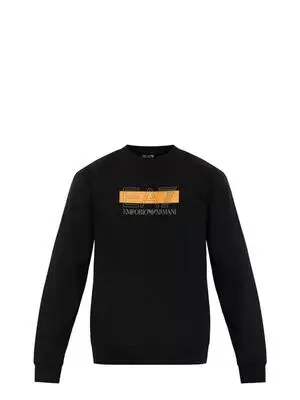 EA7 Long-sleeve Logo Print Sweatshirt - Black