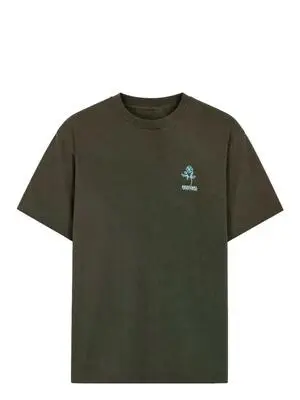PERCIVAL Flower-embroidered Cotton T-shirt - Green