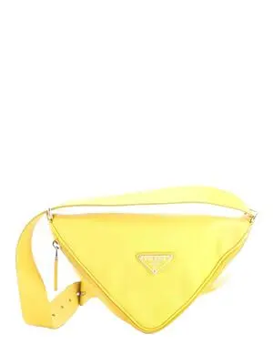 Prada Prada Saffiano Leather Triangle Logo Shoulder Bag Yellow