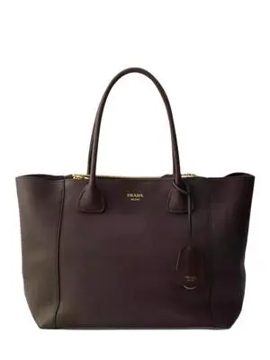 Prada Large Leather Tote Bag - Brown