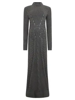 Alberta Ferretti Cable-knit Maxi Dress - Grey