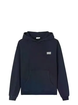 American Vintage Logo Print Hoodie - Blue