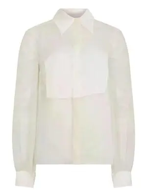 Alberta Ferretti Silk Bib Detail Shirt - White