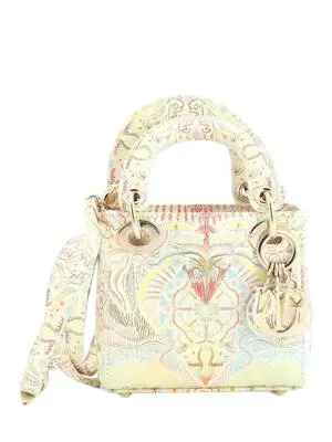 Dior Christian Dior Lady Dior Bag Embroidered Painted Calfskin Micro Crossbody Bag Multicolour