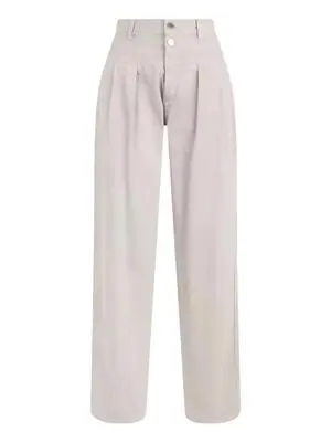 Alberta Ferretti Pleated Cotton Trousers - Grey