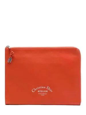 Dior Grained Calfskin Atelier Clutch Bag - Orange