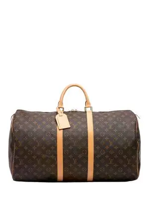 LOUIS VUITTON Monogram Keepall 55 Travel Bag - Brown