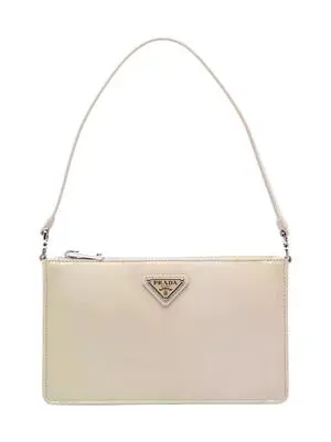 Prada Spazzolato Leather Shoulder Bag - Neutrals