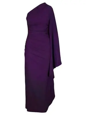 Michael Kors Draped Matte Jersey One-shoulder Gown - Purple