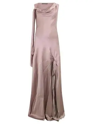 Alberta Ferretti Asymmetric Silk Maxi Dress - Pink