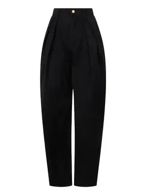 Alberta Ferretti High-waisted Pleated Cotton Trousers - Black