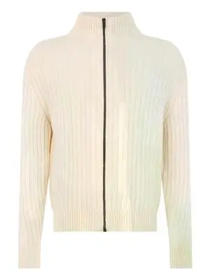 Herno Ribbed-knit Zip-up Cardigan - Neutrals