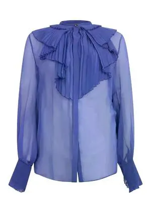 Alberta Ferretti Alberta Ferretti Ruffled Silk Shirt Blue