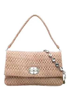 Miu Miu Matelasse Nappa Crystal Chain Satchel - Brown