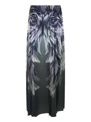Alberta Ferretti Feather Print Maxi Skirt - Blue