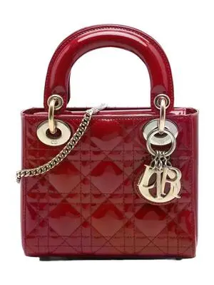 Dior Mini Patent Cannage Lady Satchel - Red