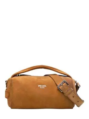 Prada Prada Suede Top Handle Satchel Brown