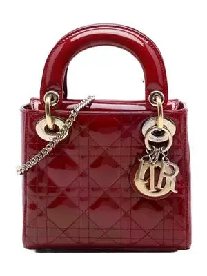 Dior Patent Cannage Lady Satchel - Red