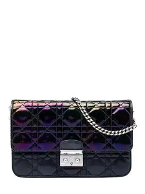 Dior 2015 Patent And Lambskin Cannage Miss Promenade Crossbody Bag - Black