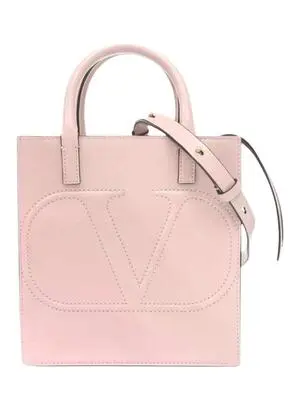 Valentino Garavani Leather Vlogo Walk Tote Satchel - Pink