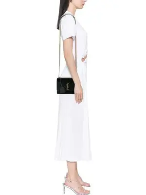 Saint Laurent 2018 Small Velvet Monogram Sunset Crossbody Bag - Green