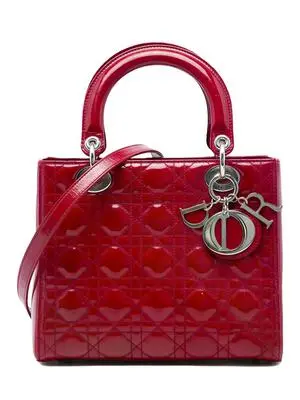 Dior Christian Dior Patent Cannage Lady Dior Satchel Red