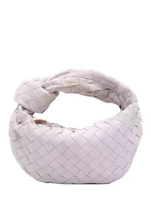 Bottega Veneta 2012-2026 Mini Suede Intrecciato Jodie Hobo Bag - White