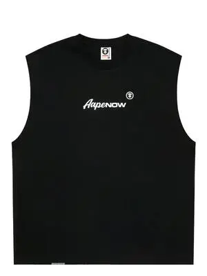 AAPE BY *A BATHING APE Moonface Logo Patch Tank Top - Black