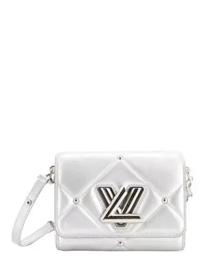 LOUIS VUITTON Twist Handbag Studded Quilted Leather Pm Crossbody Bag - Silver