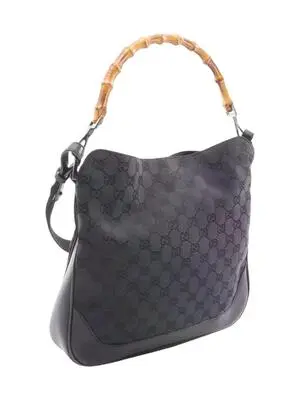 Gucci Gg Canvas Bamboo Web Satchel - Black