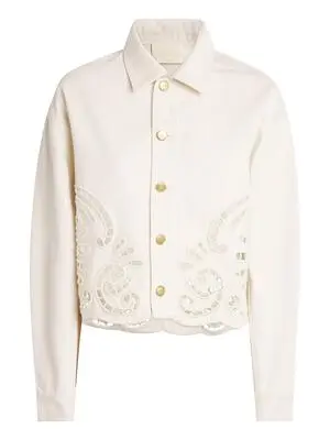 Ulla Johnson Bobbi Eyelet Denim Jacket - Ivory