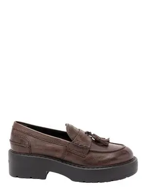 Miu Miu Leather Loafers With Tassel Detail And Platform Heel - Multicolor