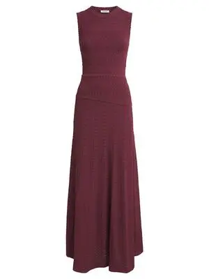 Sandro Pointelle Knit Maxi Dress - Red
