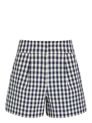 Veronica Beard Veronica Beard Gingham Seersucker Pleated Shorts Navy