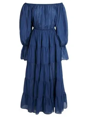 MORE NOIR Beatrice Tiered Maxi Dress - Blue