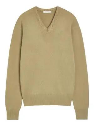 LEMAIRE V-neck Cashmere Jumper - Camel