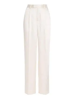SELF-PORTRAIT Satin Wide-leg Trousers - Ivory