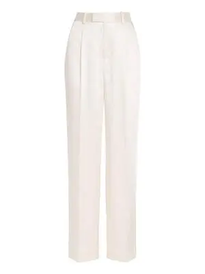 SELF-PORTRAIT Satin Wide-leg Trousers - Ivory