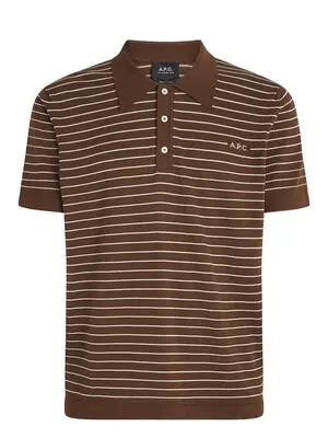 A.p.c. Cotton Stripe Tristan Polo Shirt - Brown
